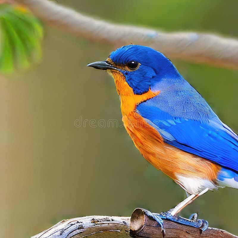 A blue bird on a branch stock illustration. Illustration of nature ...