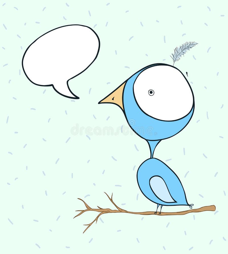 Blue Bird Doodle Wallpaper with Text Bubble Stock Vector - Illustration ...