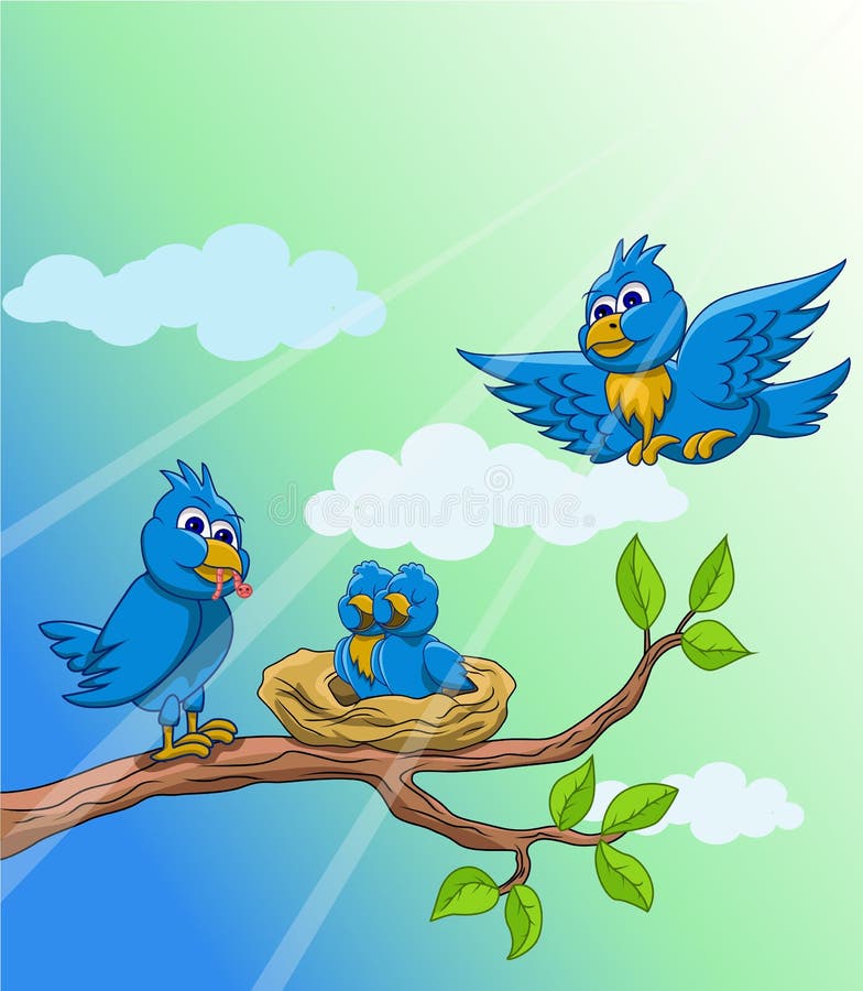 Cute bird cartoon stock illustration. Illustration of happy - 59285674