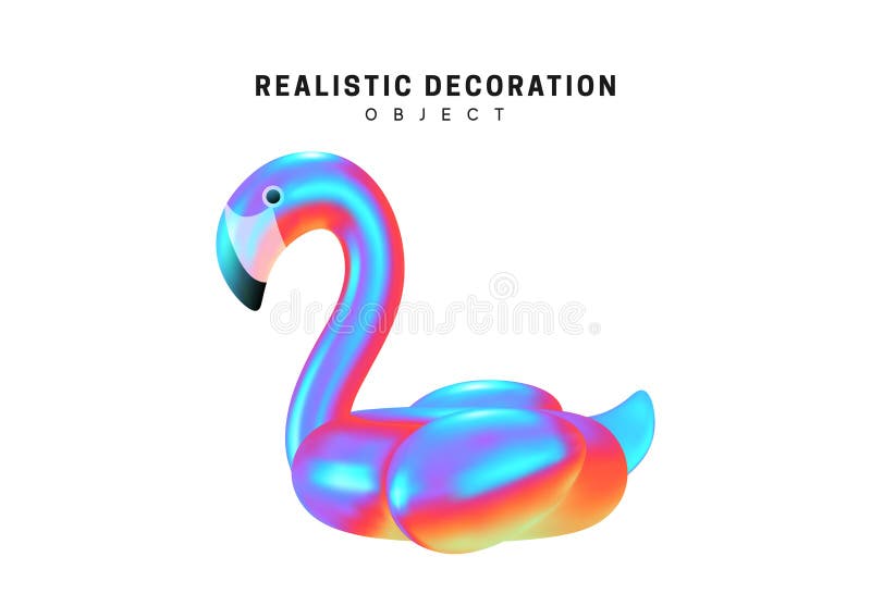 Blue Bird Flamingo Inflatable. Realistic Shape 3d Objects with Gradient ...