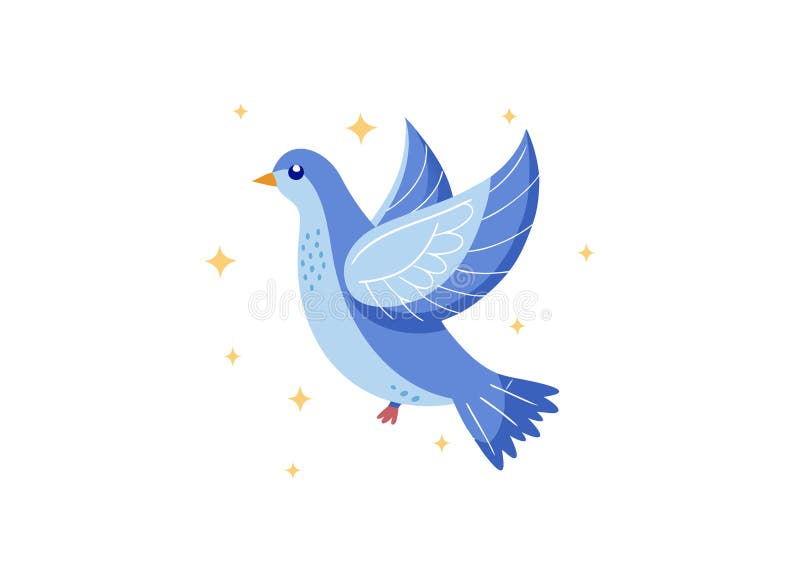 Blue Bird Flying Illustration with Stars - Perfect for Designs Stock ...