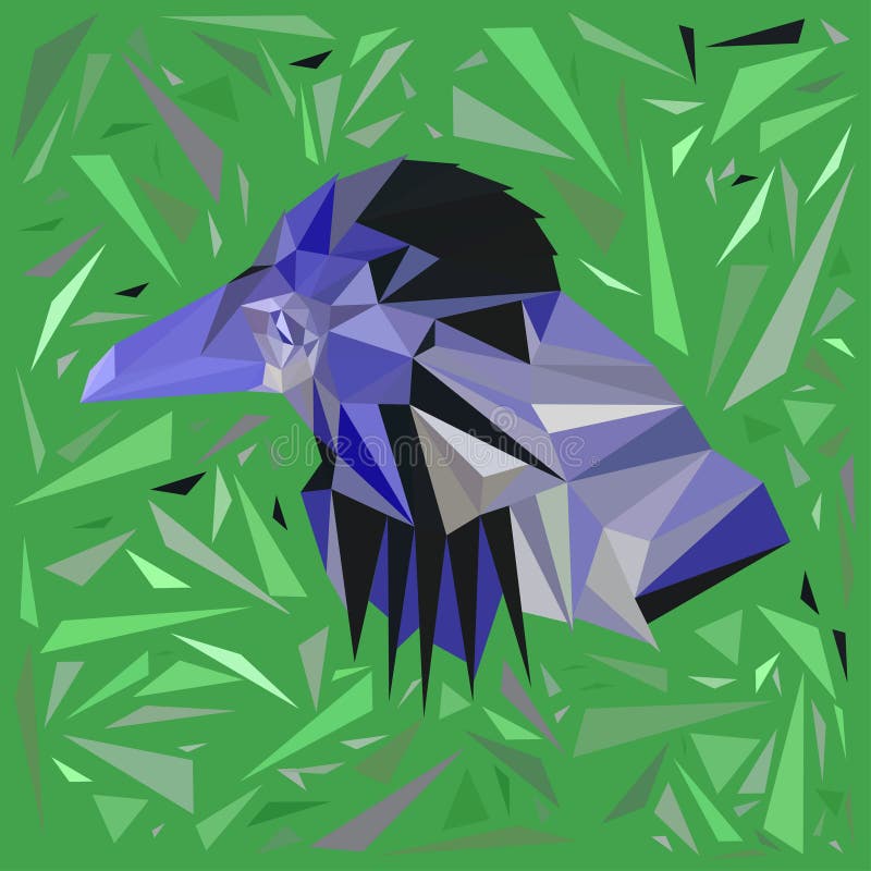 Blue Bird Framed by Scattered Green Triangles Stock Vector ...