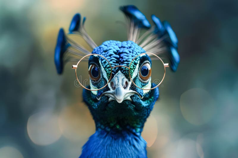 Blue Bird with Glasses on Its Face Stock Image - Image of beak, nature ...