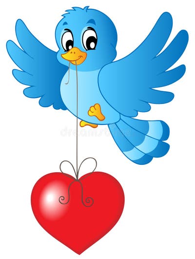 Blue Bird with Heart on String Stock Vector - Illustration of heart ...