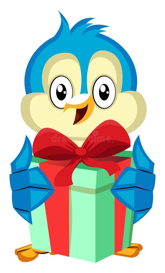 Blue Bird Holds a Present, Illustration, Vector Stock Vector ...
