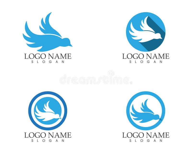 Blue Bird Icon Logo Vector Template Stock Vector - Illustration of fast ...