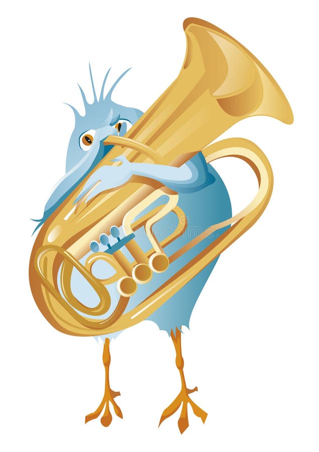 A blue bird make horn stock vector. Illustration of bird - 61183372