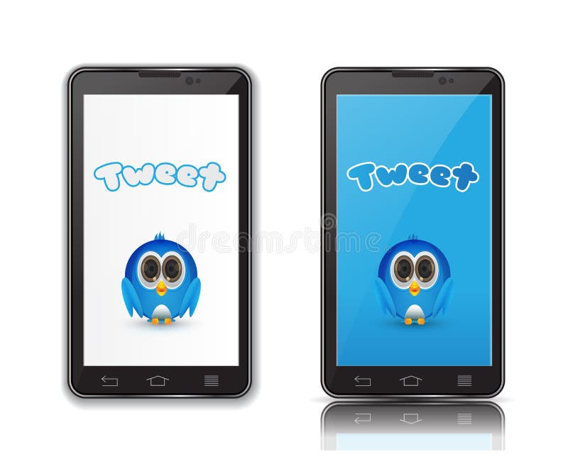 Blue bird in ndroid phone stock vector. Illustration of communication ...