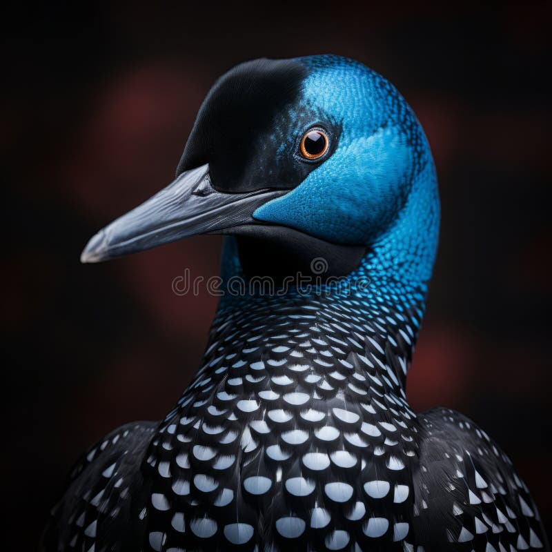 Vibrantly Surreal Close-up Portrait of a Common Loon Stock Illustration ...