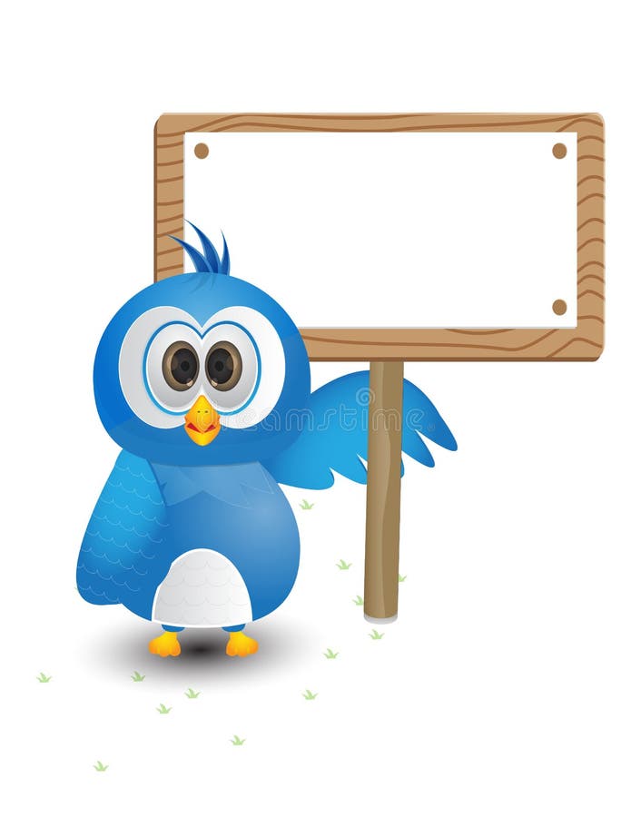 Blue bird pointing stock vector. Illustration of cute - 46245808