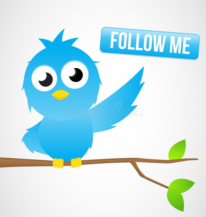 Bird with follow me sign editorial image. Illustration of networking ...