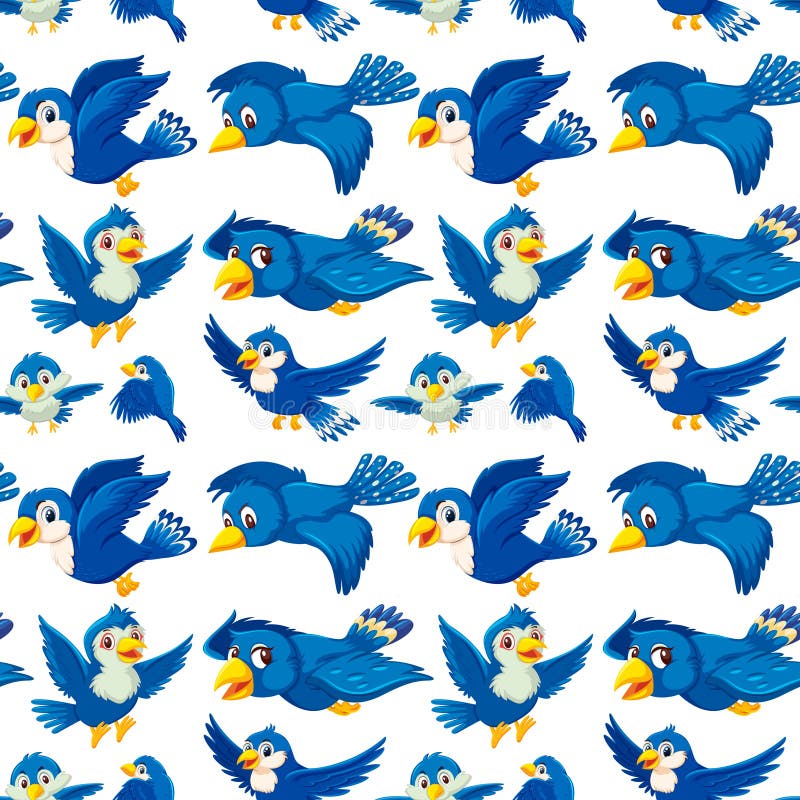 Blue bird seamless pattern stock vector. Illustration of decorative ...