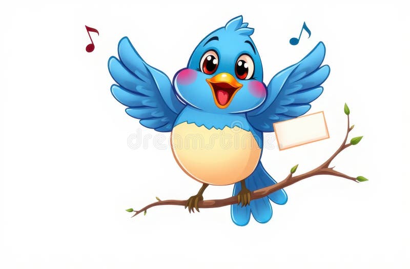 Blue Bird Singing at a Branch at 9-12-2024 Stock Illustration ...