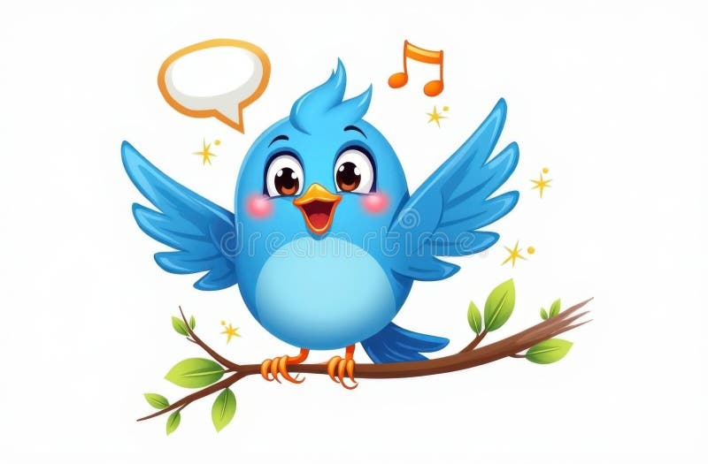 Blue Bird Singing at a Branch at 9-12-2024 Stock Illustration ...