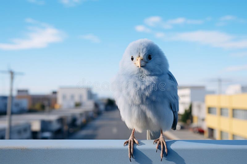 A Blue Bird Sitting on the Edge of a Railing Stock Illustration ...