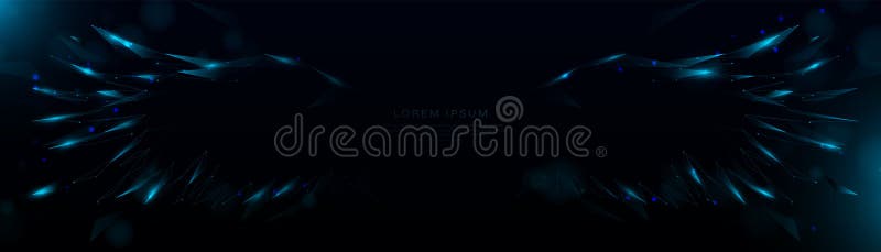 Blue Bird Spread Wings Outline from Low Polygon, Glowing Wireframe ...