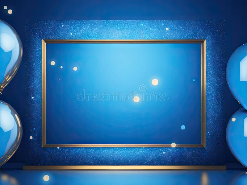 Blue Birthday Background with Empty Frame. Ai Generative Stock ...