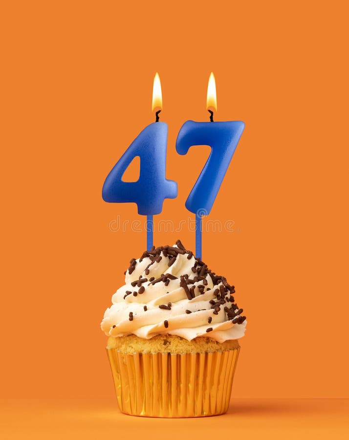 Number 47 Candle Birthday Celebration Orange Background Pennants Stock ...