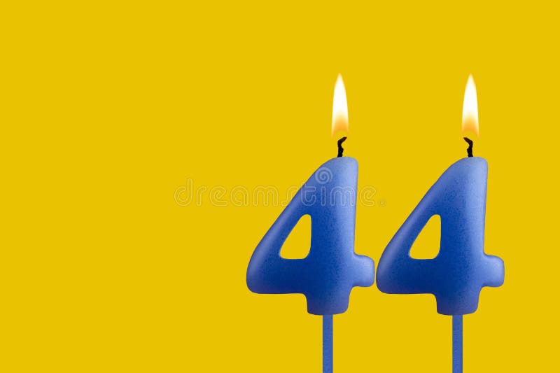 Blue Birthday Candle on Yellow Background - Number 44 Stock ...