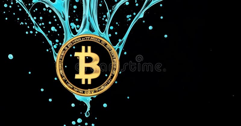 Blue Bitcoin Liquid Splash stock photo. Image of blockchain - 309081094