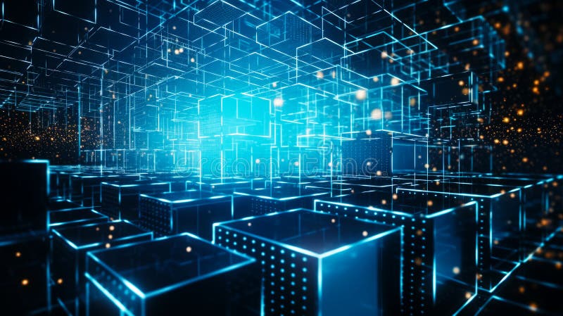 Blue Abstract Background with Magnifying Glass in the Foreground ...