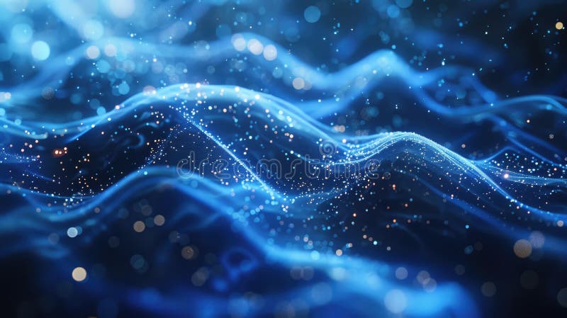 Blue and Black Abstract Waves with Glitter Sparkle AIG535 Stock Photo ...