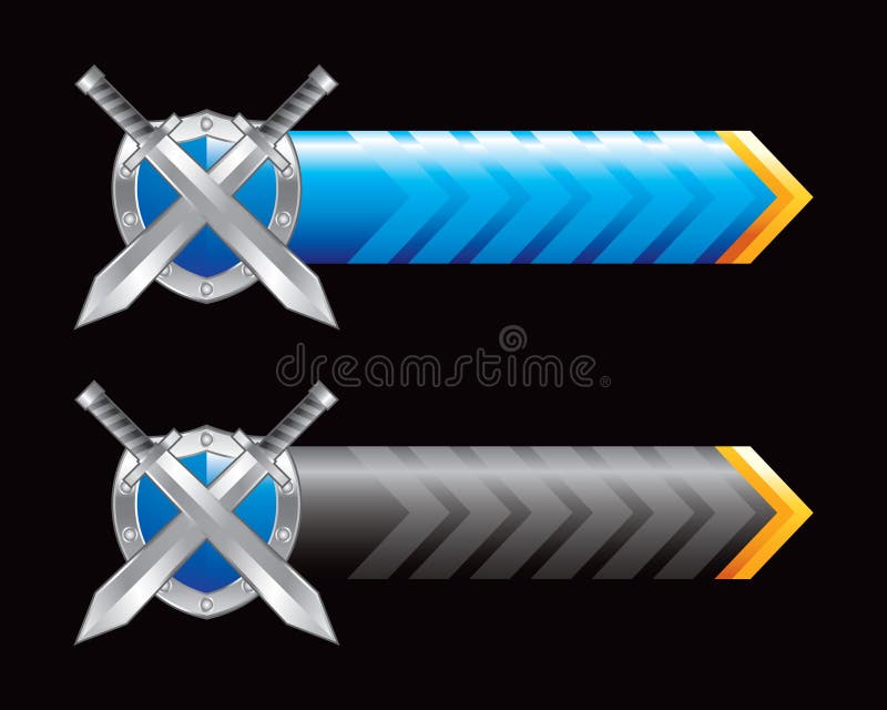 Swords crossed on shield stock vector. Illustration of icon - 10793411