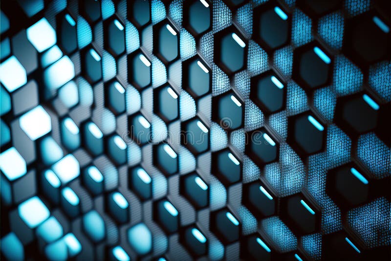 A Blue and Black Background with Hexagonal Shapes on it S Sides and a ...