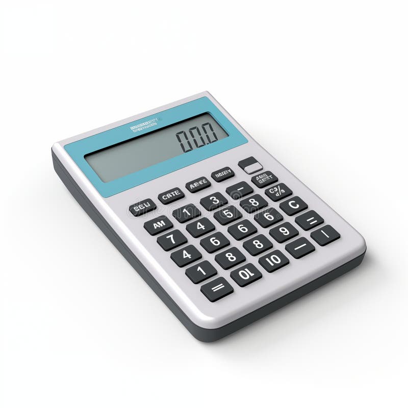 Blue and Black Calculator with Digital Display on a White Background ...
