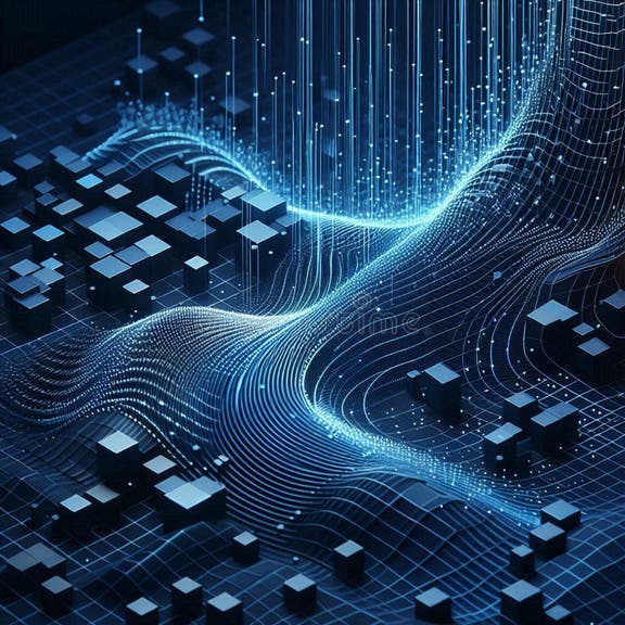 Blue and Black Digital Representation with a Grid-like Structure. Stock ...