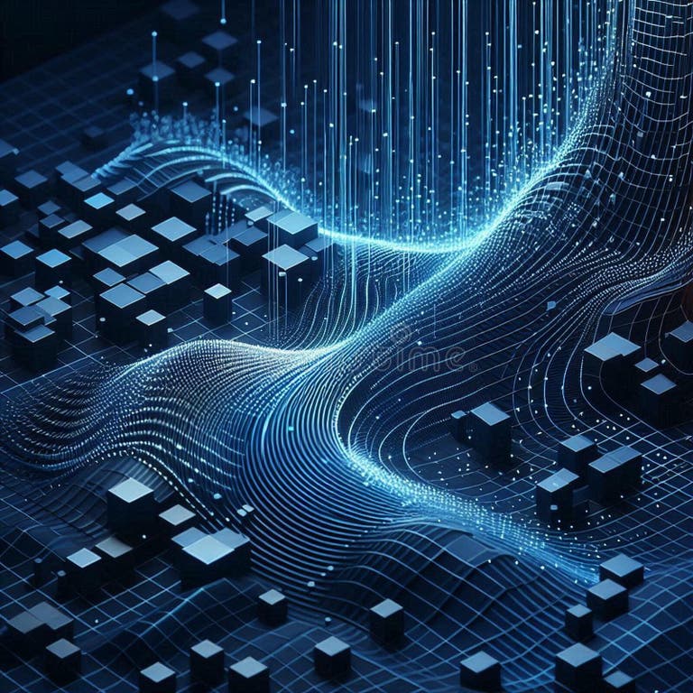 Blue and Black Digital Representation with a Grid-like Structure. Stock ...