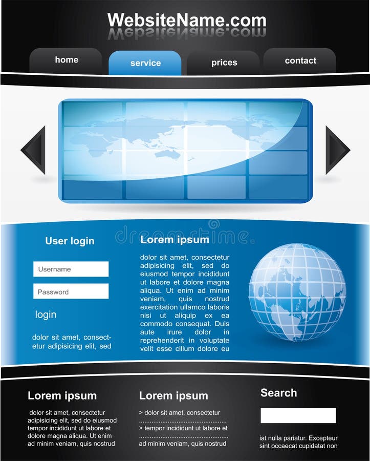 Editable Website Navigation Templates Stock Vector - Illustration of ...