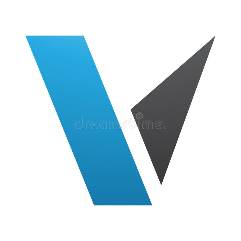 Blue and Black Geometrical Shaped Letter V Icon Stock Vector ...