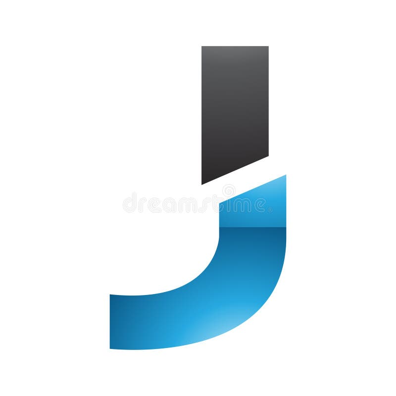 Blue and Black Glossy Split Shaped Letter J Icon Stock Vector ...