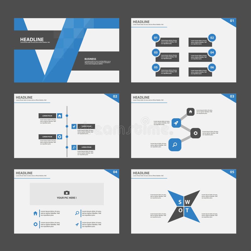 Blue Black Infographic Elements Presentation Template Flat Design Set ...