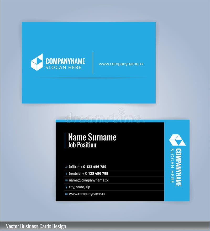 Blue and Black Modern Business Card Template Stock Vector ...