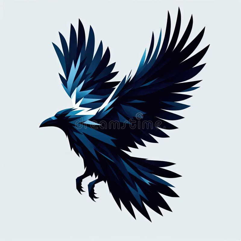 Blue and Black Raven Tattoo Artwork Stock Illustration - Illustration ...