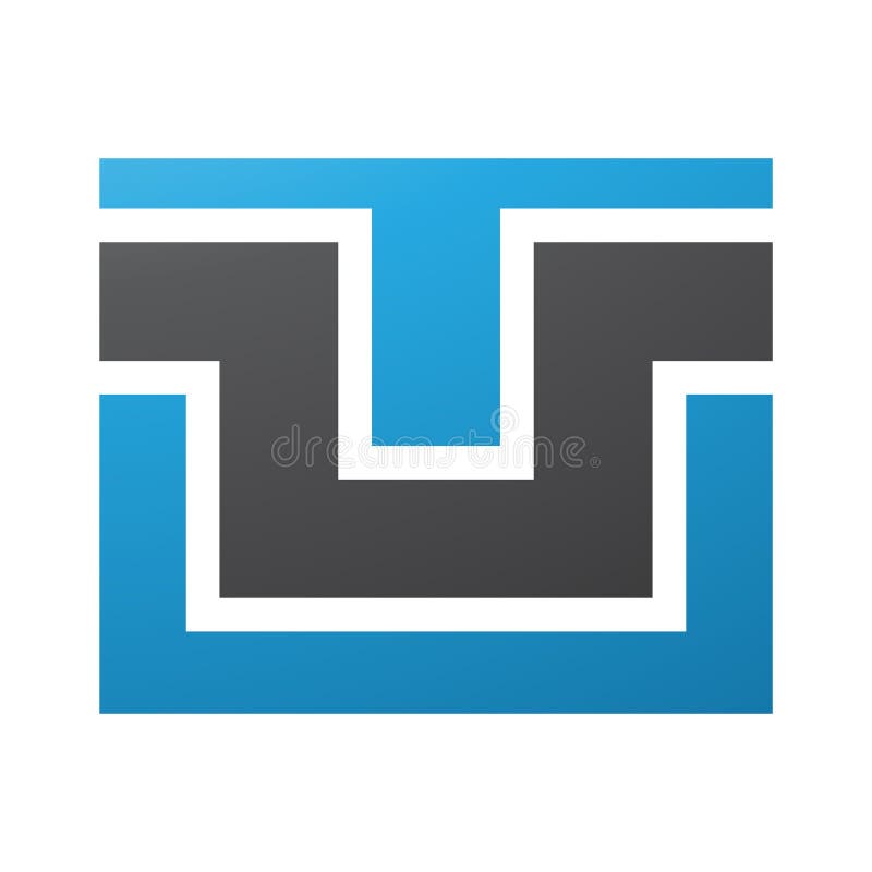 Blue and Black Rectangle Shaped Letter U Icon Stock Vector ...