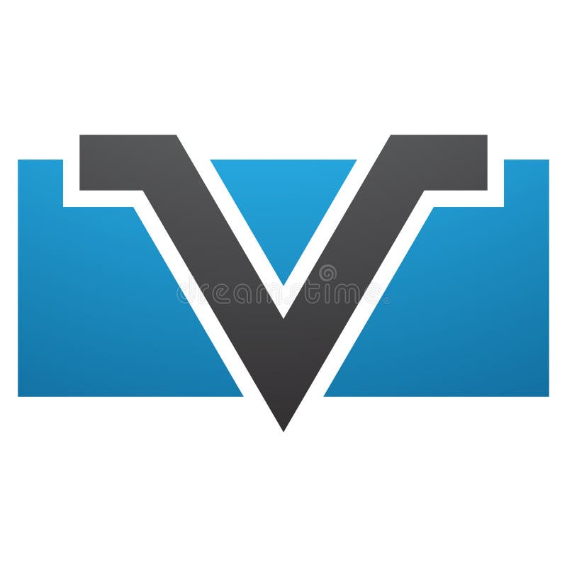 Blue and Black Rectangle Shaped Letter V Icon Stock Vector ...