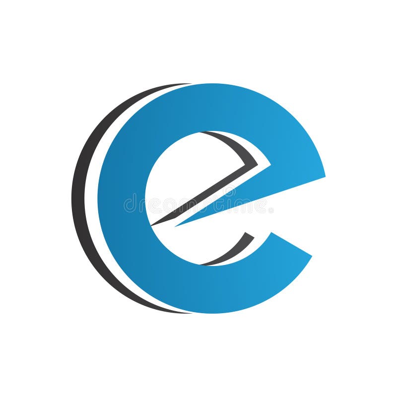 Blue and Black Round Layered Lowercase Letter E Icon Stock Vector ...