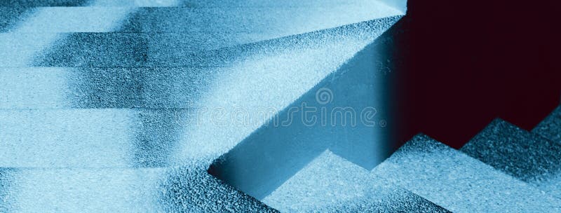Blue Black Stone Staircase Architecture Perspective Geometric Angle ...