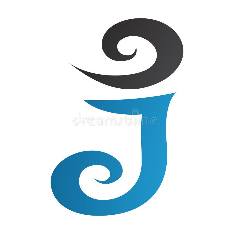 Blue and Black Swirl Shaped Letter J Icon Stock Vector - Illustration ...