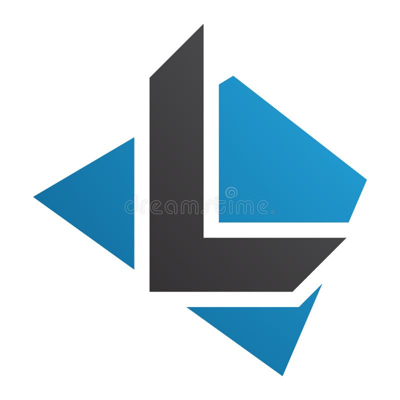 Blue and Black Trapezium Shaped Letter L Icon Stock Vector ...