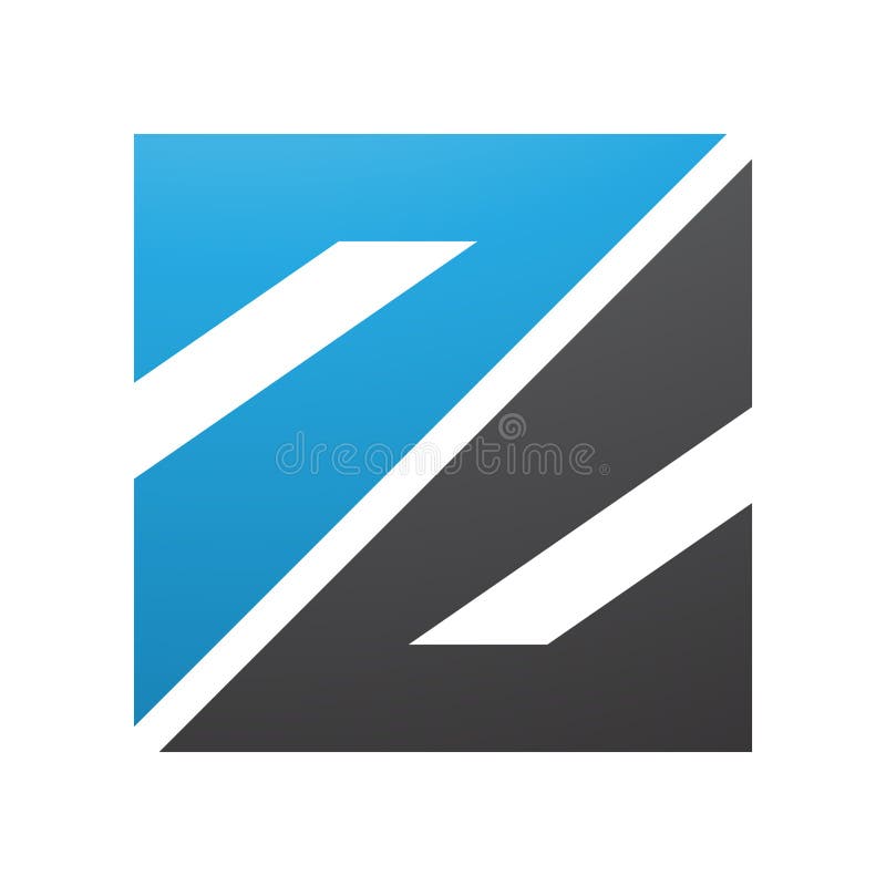 Blue and Black Triangular Square Shaped Letter Z Icon Stock Vector ...