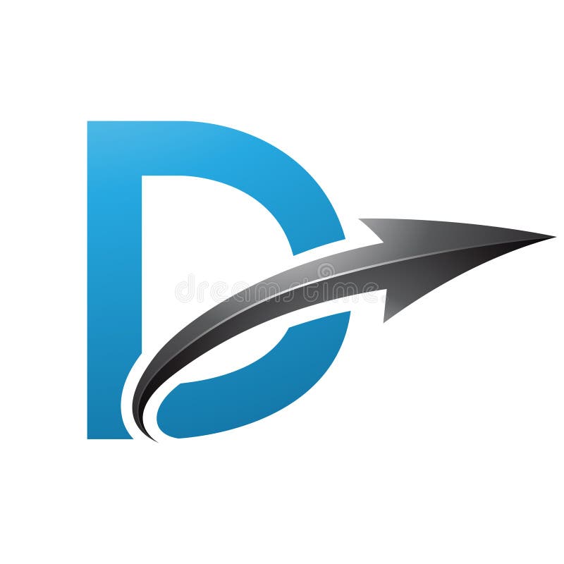 Blue and Black Uppercase Letter D Icon with a Glossy Arrow Stock Vector ...