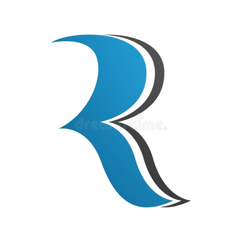Blue and Black Wavy Shaped Letter R Icon Stock Vector - Illustration of ...