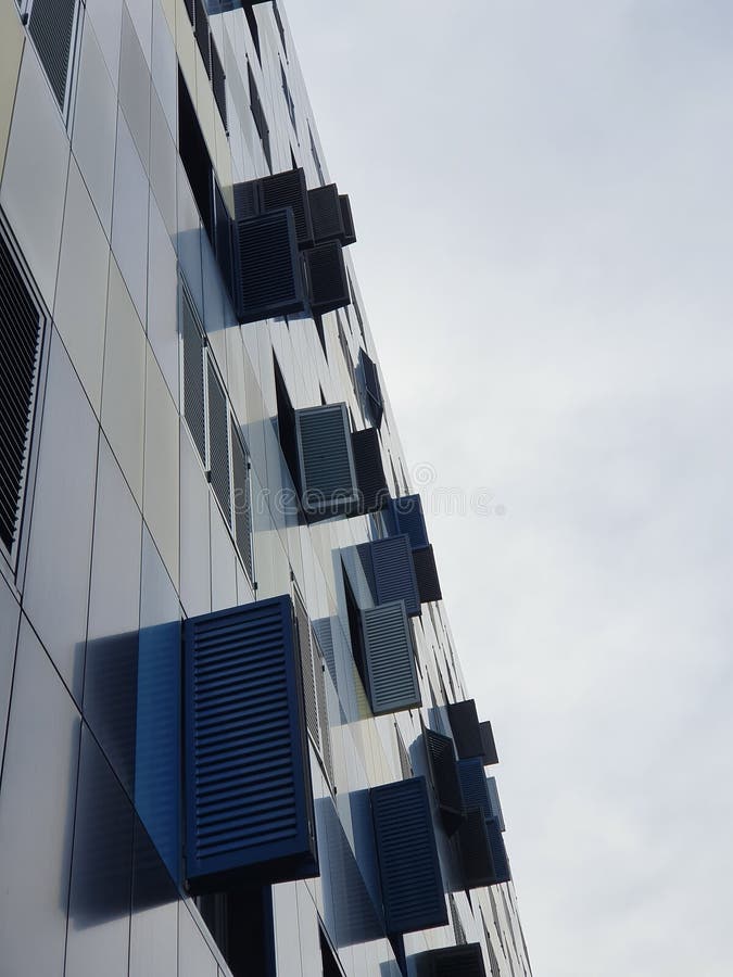 Blue and Black Windows on Building Stock Photo - Image of architecture ...