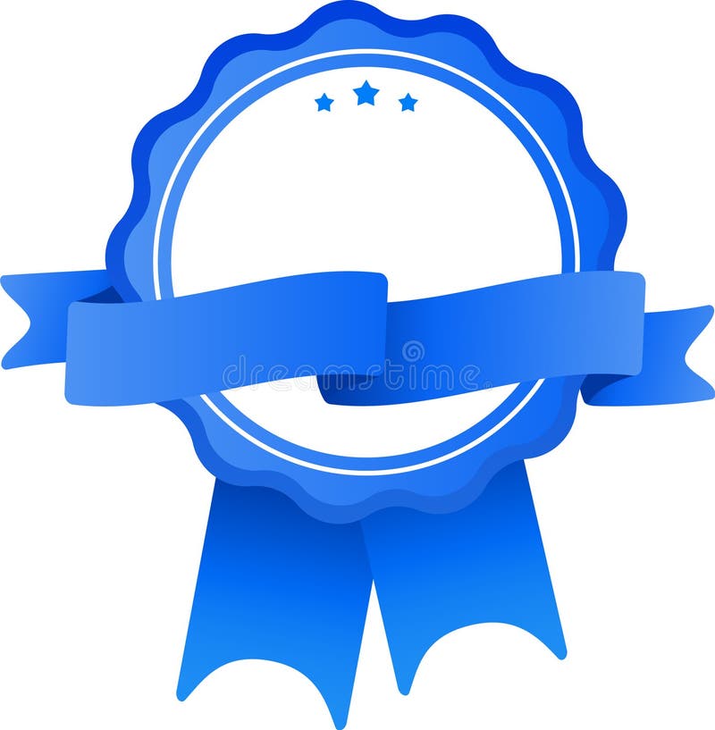 Blue Blank Award Ribbon Featuring Three Stars and Ample Copy Space ...