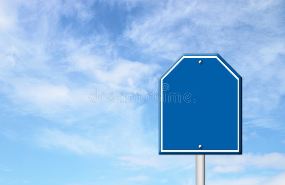 Blue Blank Sign with Blue Sky Stock Illustration - Illustration of ...