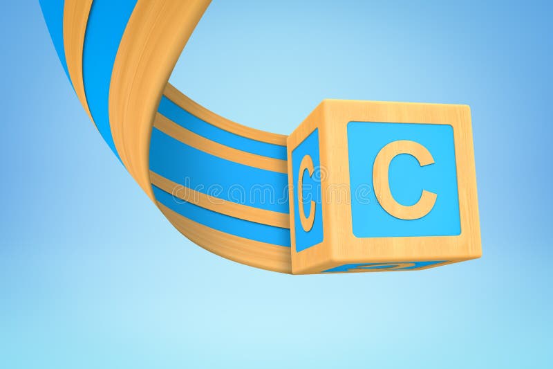Blue Block with the Letter C Falling Stock Illustration - Illustration ...